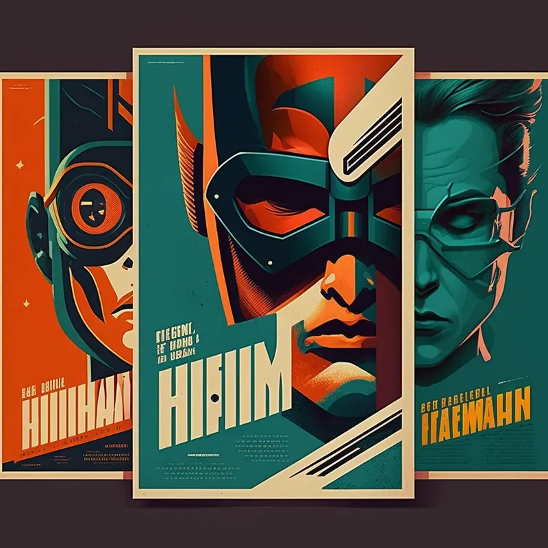 Retro Contrast Movie Posters Midjourney Prompt | PromptBase