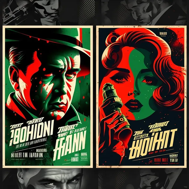 Retro Contrast Movie Posters Midjourney Prompt | PromptBase