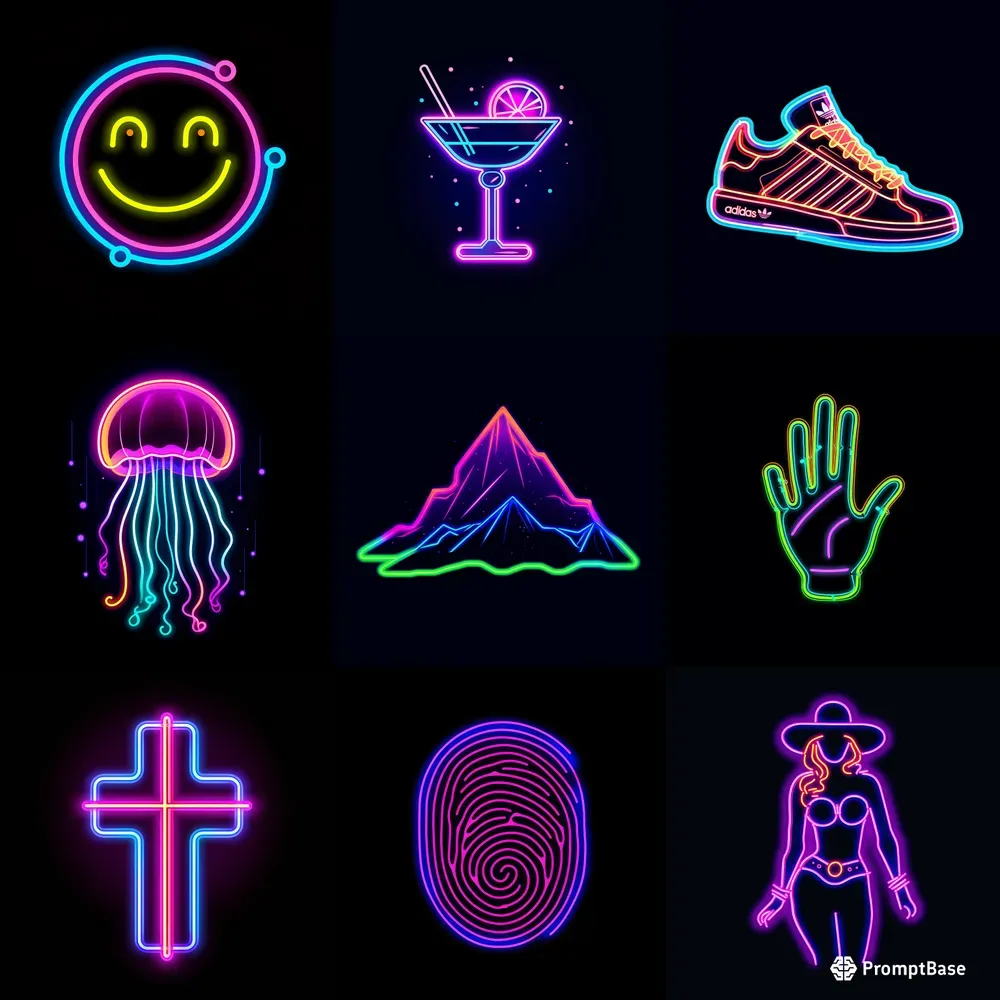 Neon Logos Midjourney Prompt | PromptBase