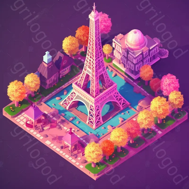 Isometric Landmarks Midjourney Prompt | PromptBase