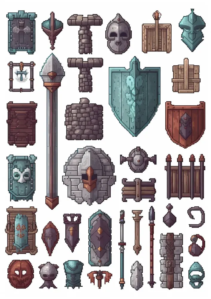 Pixel Art Game Assets Midjourney Prompt | PromptBase