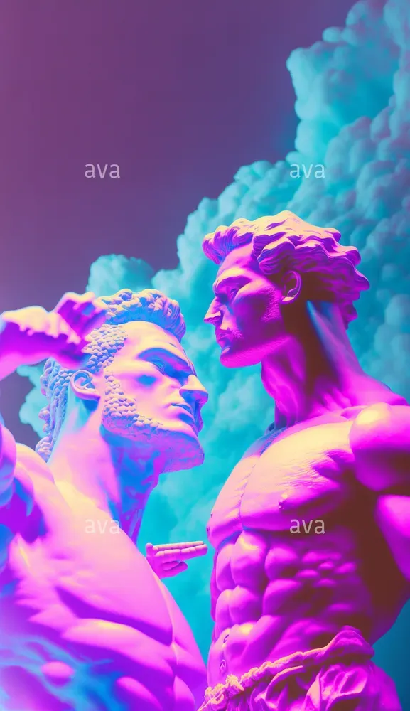 Vaporwave Antique Statues Midjourney Prompt | PromptBase