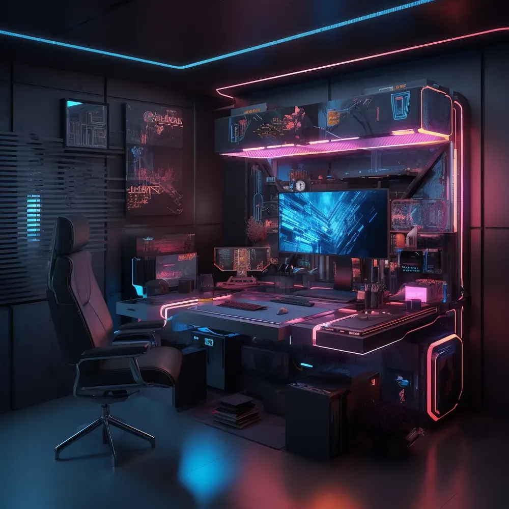 Cyberpunk Furniture Photographs Midjourney Prompt | PromptBase