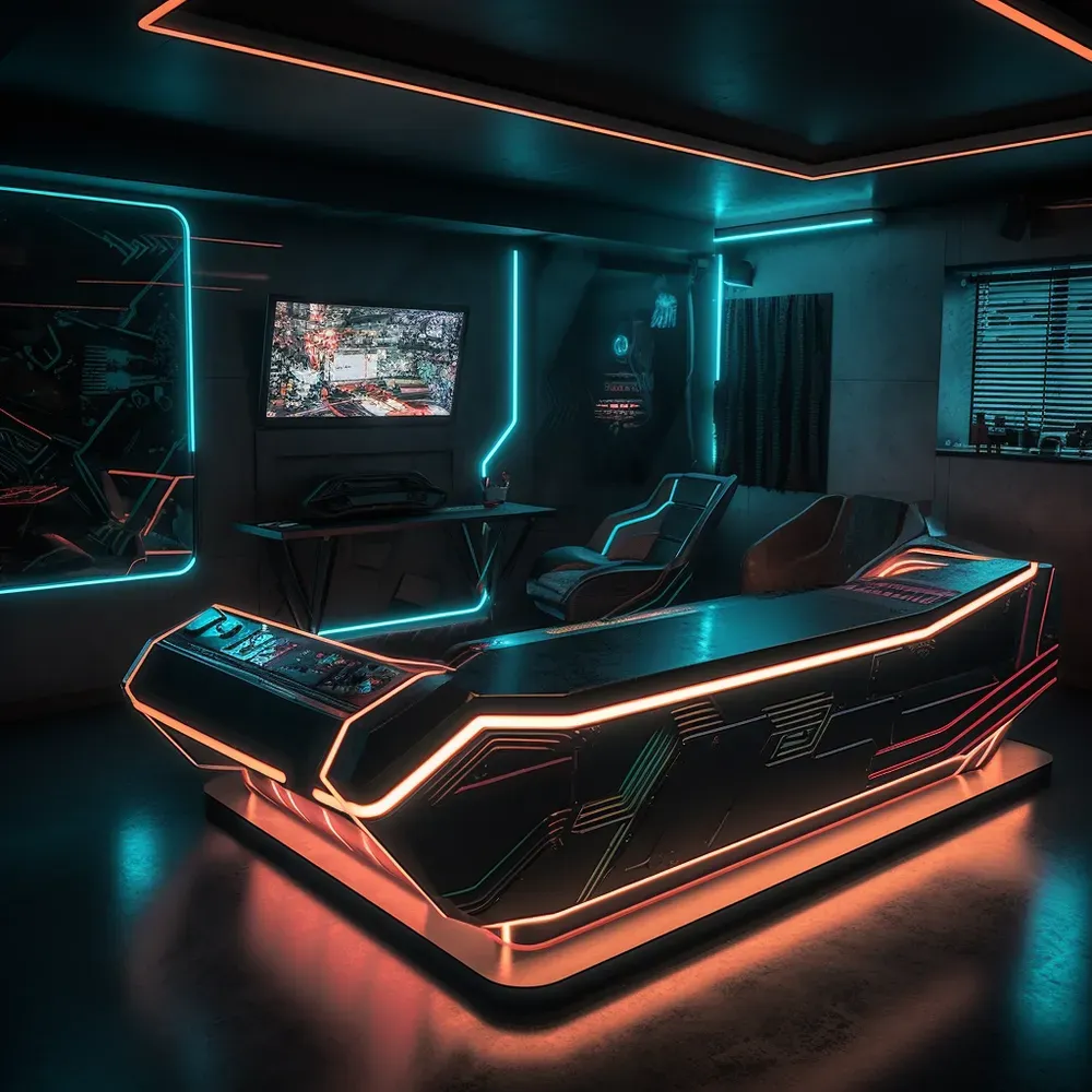 Cyberpunk Furniture Photographs Midjourney Prompt | PromptBase
