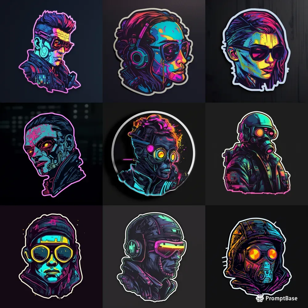 Cyberpunk Style Stickers Midjourney Prompt | PromptBase