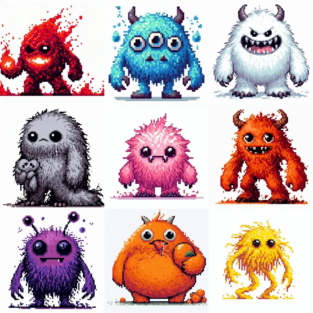 Pixel Art Quirky Monsters DALL·E Prompt | PromptBase