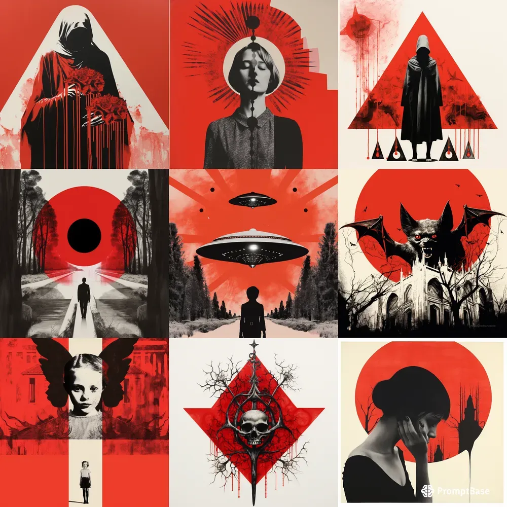 Creepy Cover Art Collages Midjourney Prompt | PromptBase