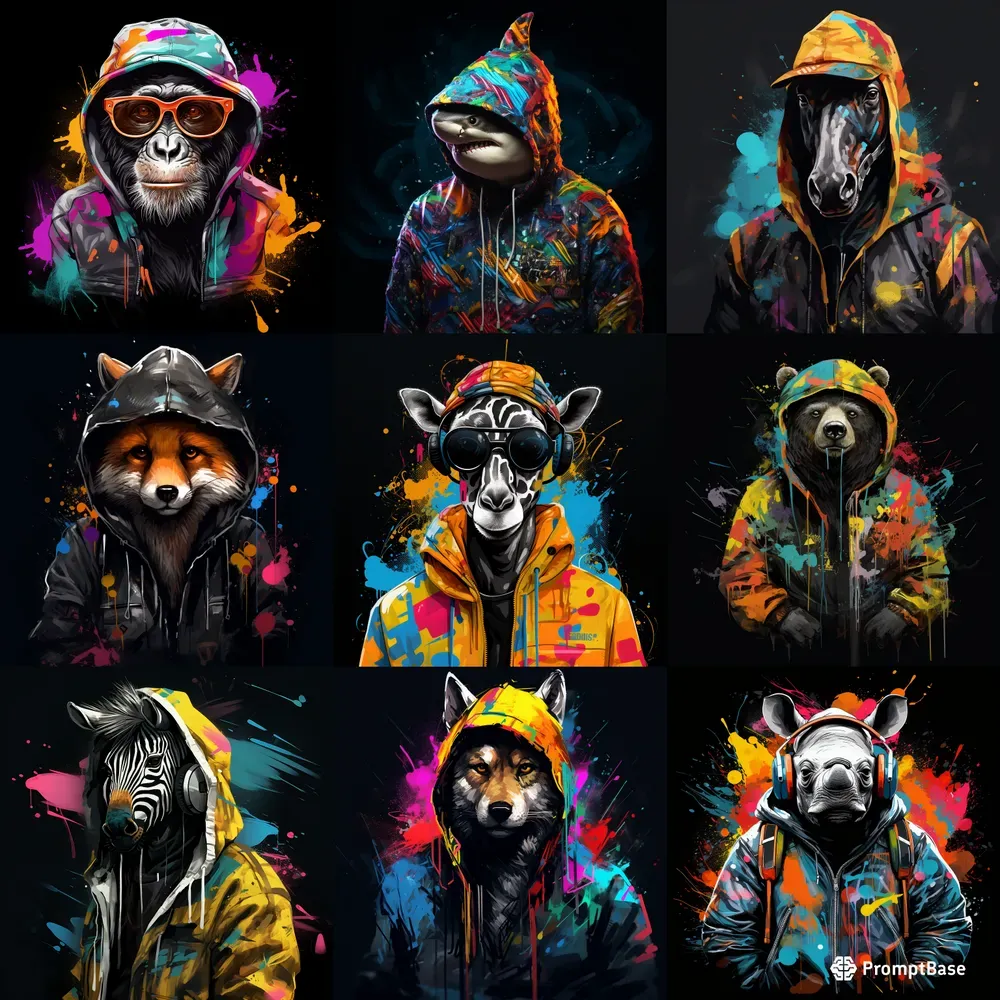Colourful NFT Animal Portraits Midjourney Prompt | PromptBase
