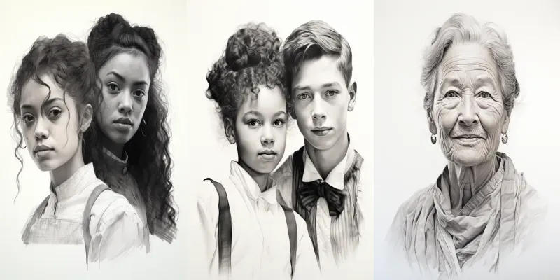 Pencil Portraits That Convey Emotions Midjourney Prompt | PromptBase