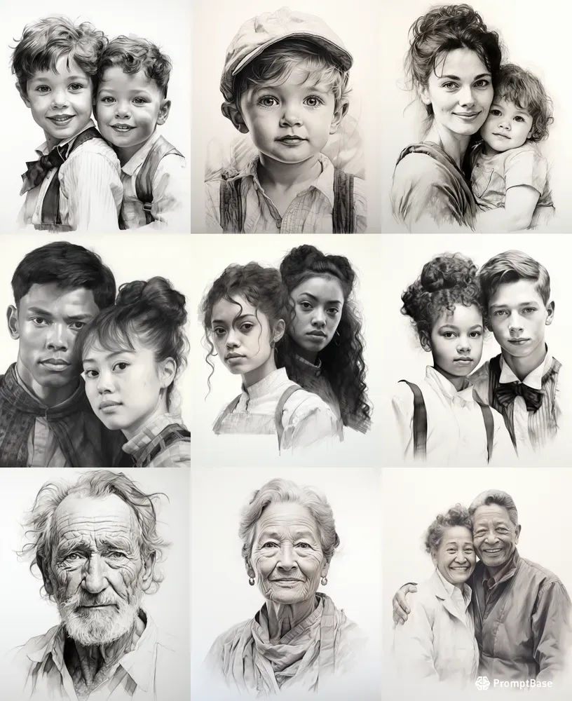 Pencil Portraits That Convey Emotions Midjourney Prompt | PromptBase