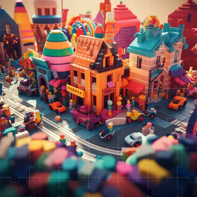 Miniature Lego World Cities Colourful Midjourney Prompt | PromptBase
