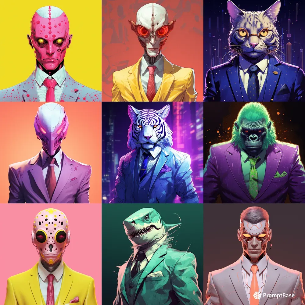 Pfp Aliens Animals In Suits Midjourney Prompt | PromptBase