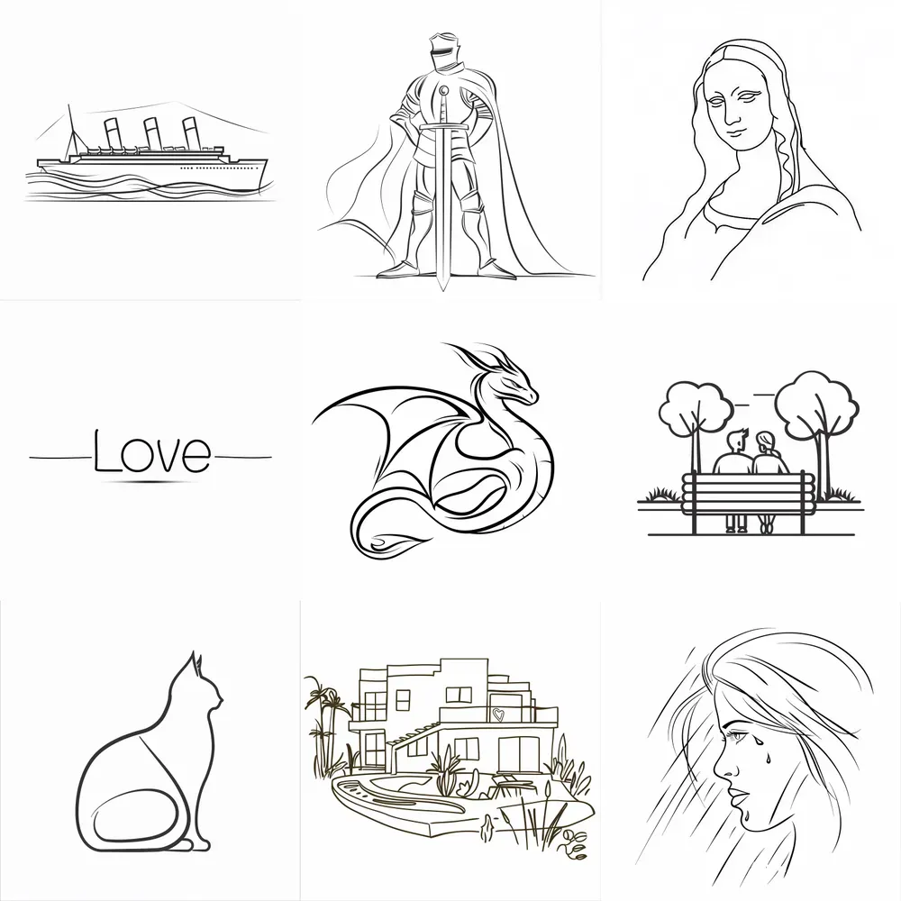 Minimalist Artistic Outlines Midjourney Prompt | PromptBase