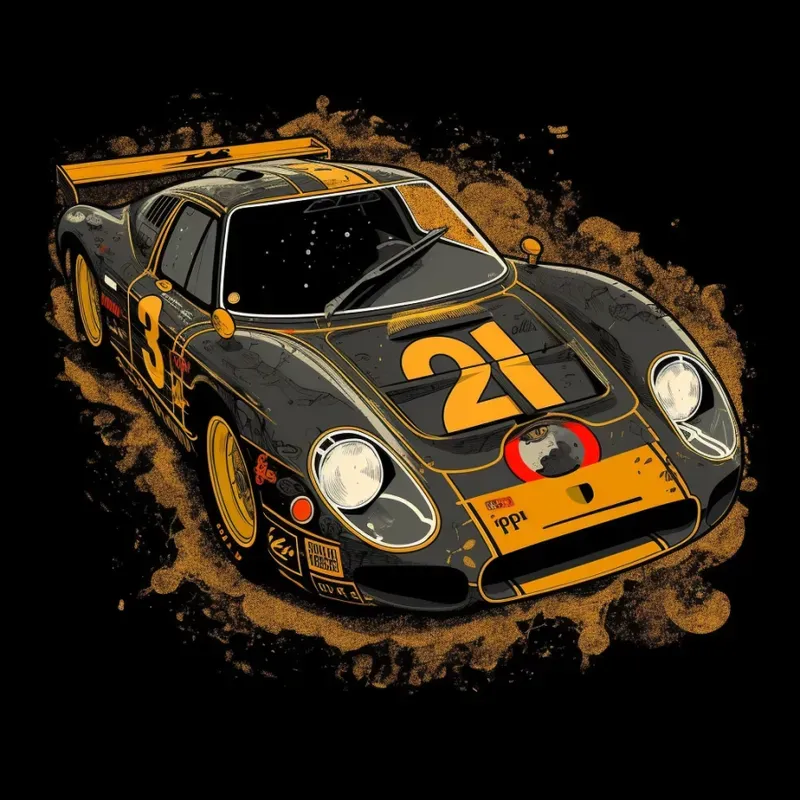 1970 Racing Car Illustrations For Tshirts Midjourney Prompt | PromptBase