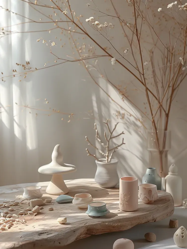 Minimalist Setups Clay Art Midjourney Prompt | PromptBase