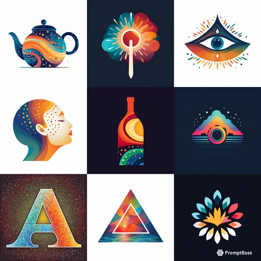 Technicolor Dreamscape Logos Midjourney Prompt | PromptBase