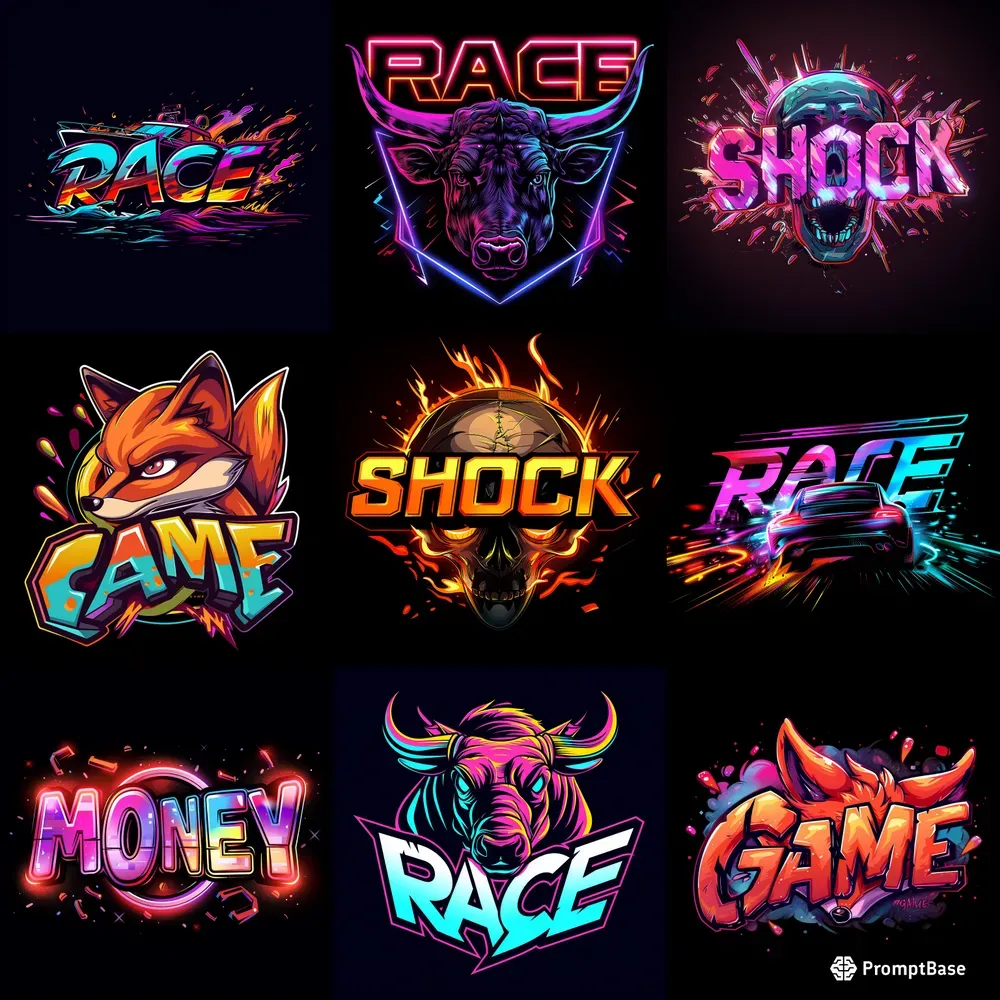 2D Digitally Rendered Video Game Logos Midjourney Prompt | PromptBase