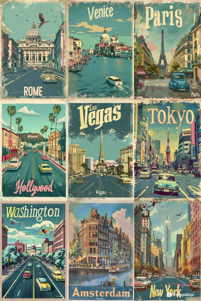 Vintage City Posters Midjourney Prompt | PromptBase