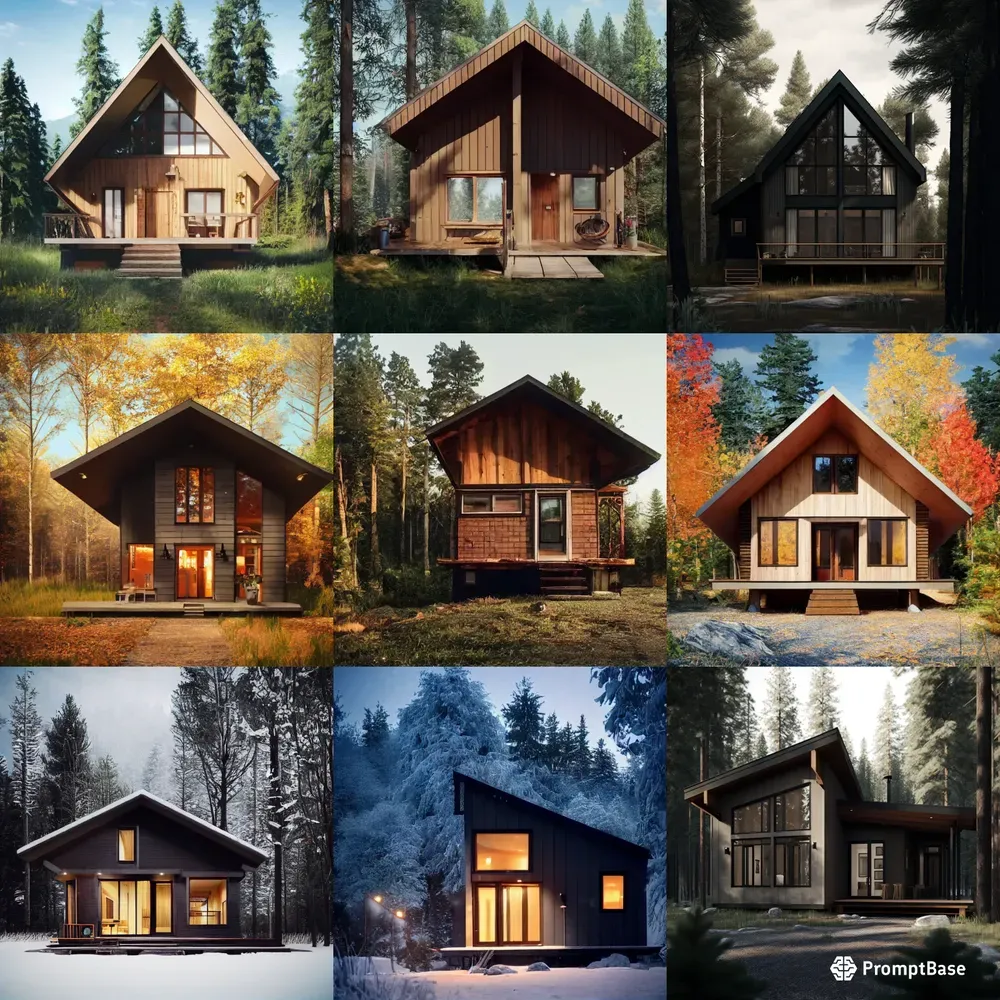 Cabin Elevation Photos Midjourney Prompt | PromptBase