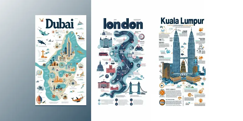 Travel Infographics City Guide Maps Midjourney Prompt | PromptBase