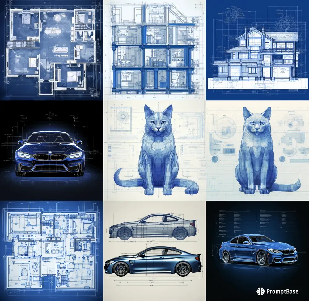 Blueprint Themes Midjourney Prompt | PromptBase