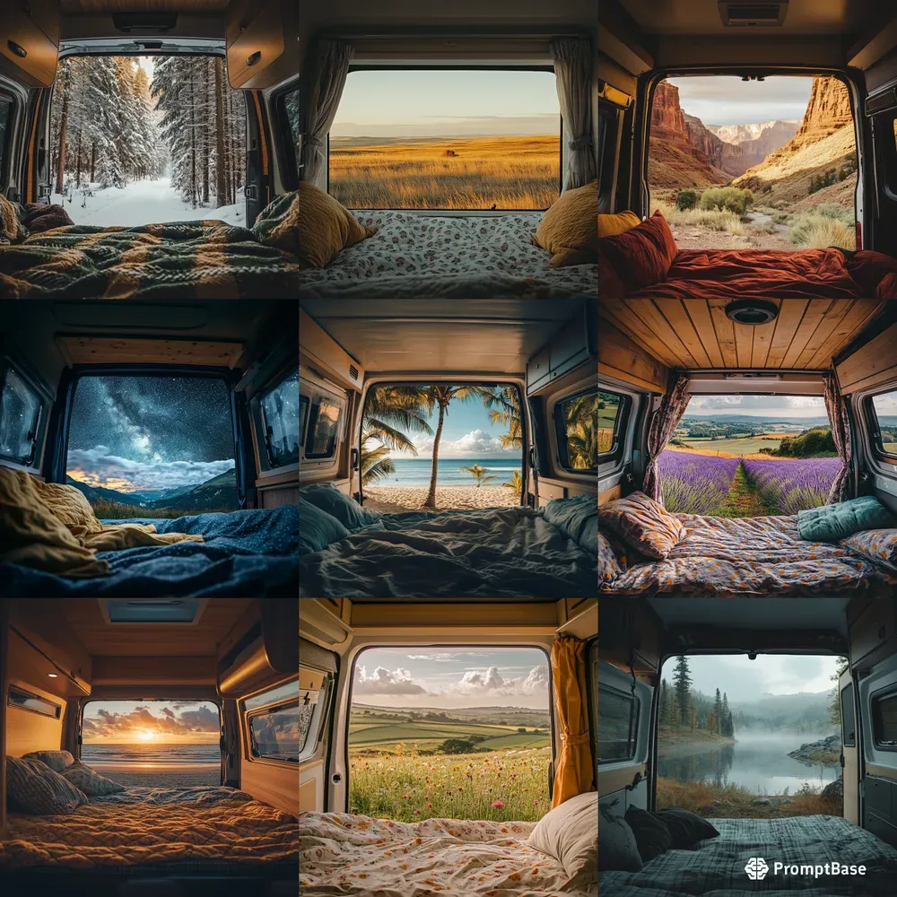 Scenic Camper Van Views Midjourney Prompt | PromptBase
