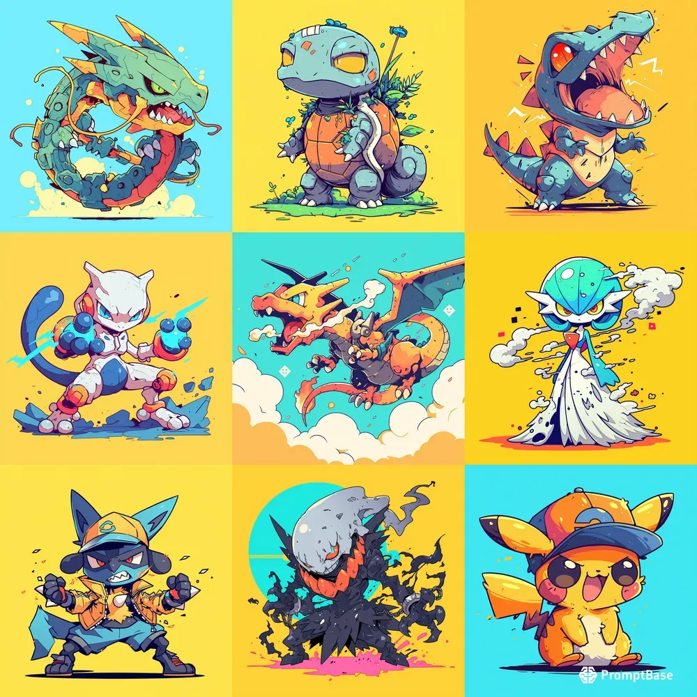 Chibi Pokemon Illustrations Midjourney Prompt | PromptBase