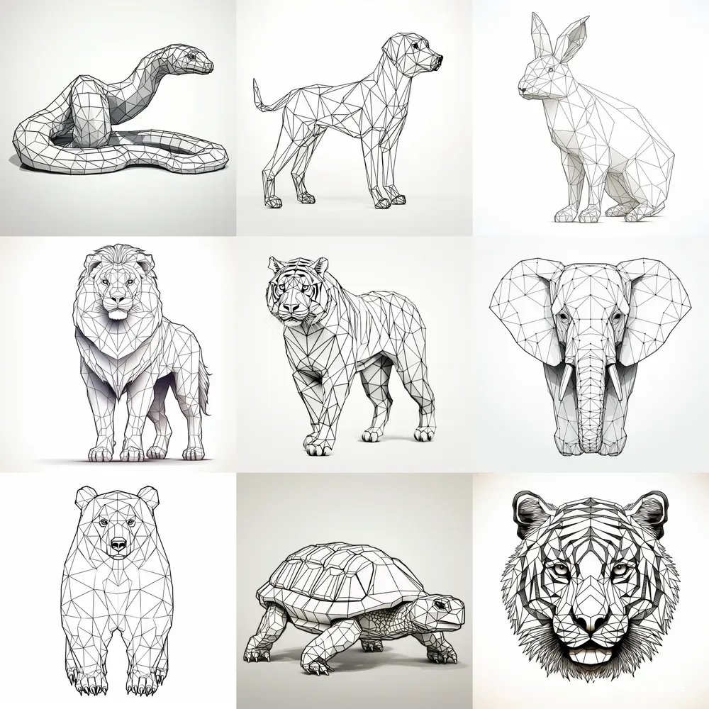 Geometric Line Animal Drawings Midjourney Prompt | PromptBase