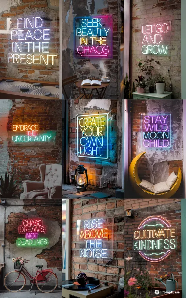 Inspirational Neon Signs Ideogram Prompt | PromptBase