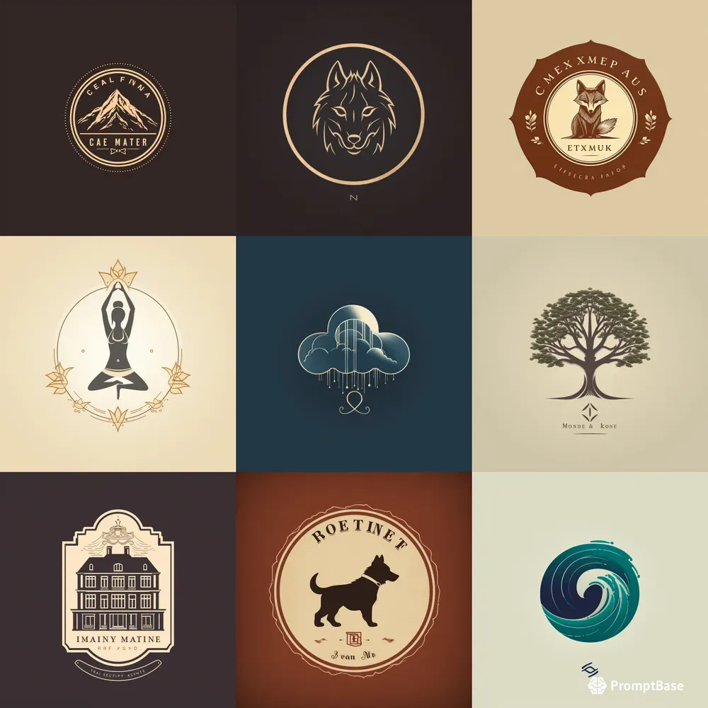 Minimalist Vintage Style Logos Midjourney Prompt | PromptBase