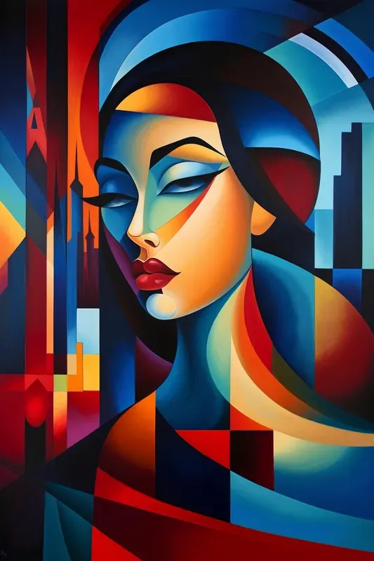 Geometric Surrealism Painting Scenes Midjourney Prompt | PromptBase