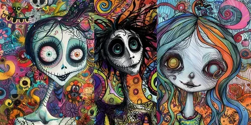 Tim Burton Characters Creations Midjourney Prompt | PromptBase