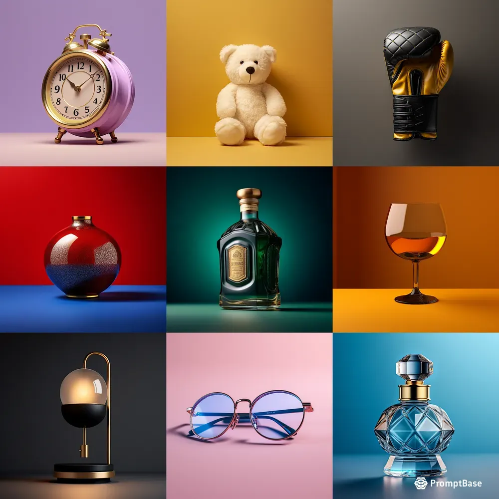 Photographed Objects Colored Backgrounds Midjourney Prompt | PromptBase