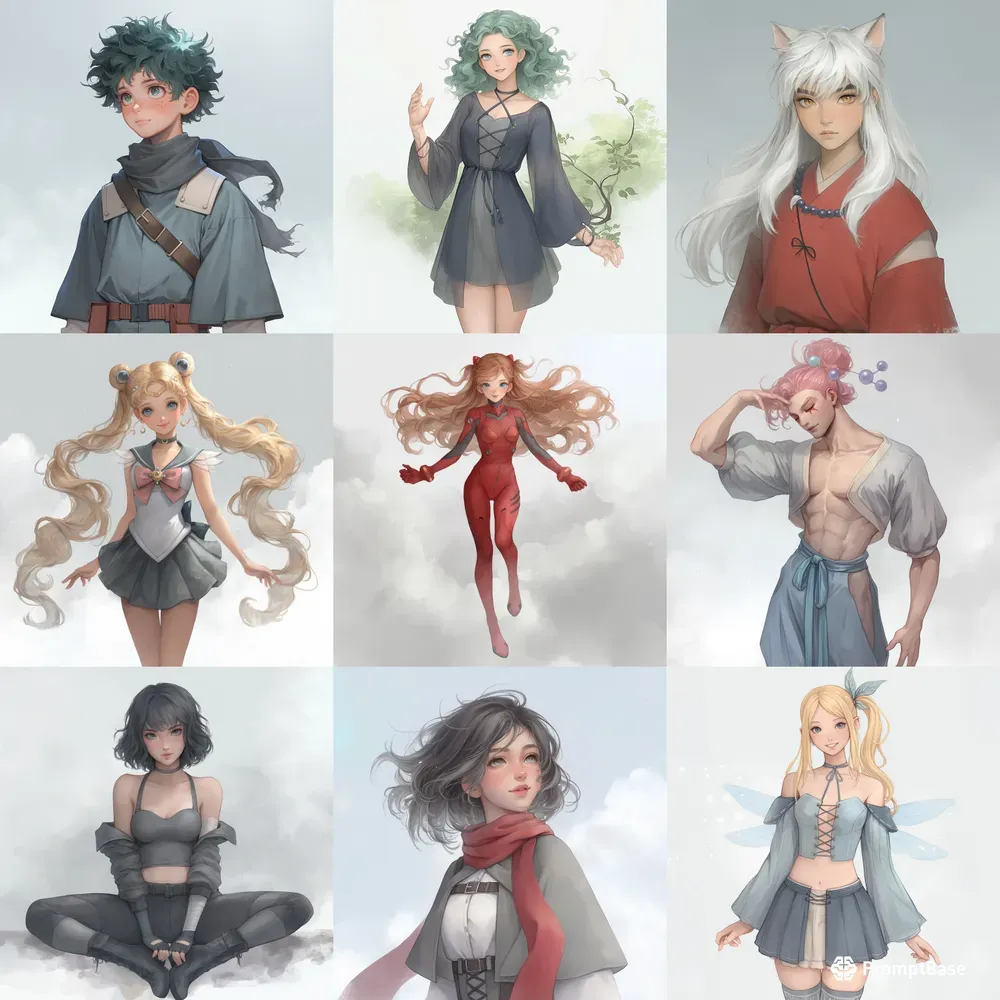 Cinematic Anime Character Designs Midjourney Prompt | PromptBase