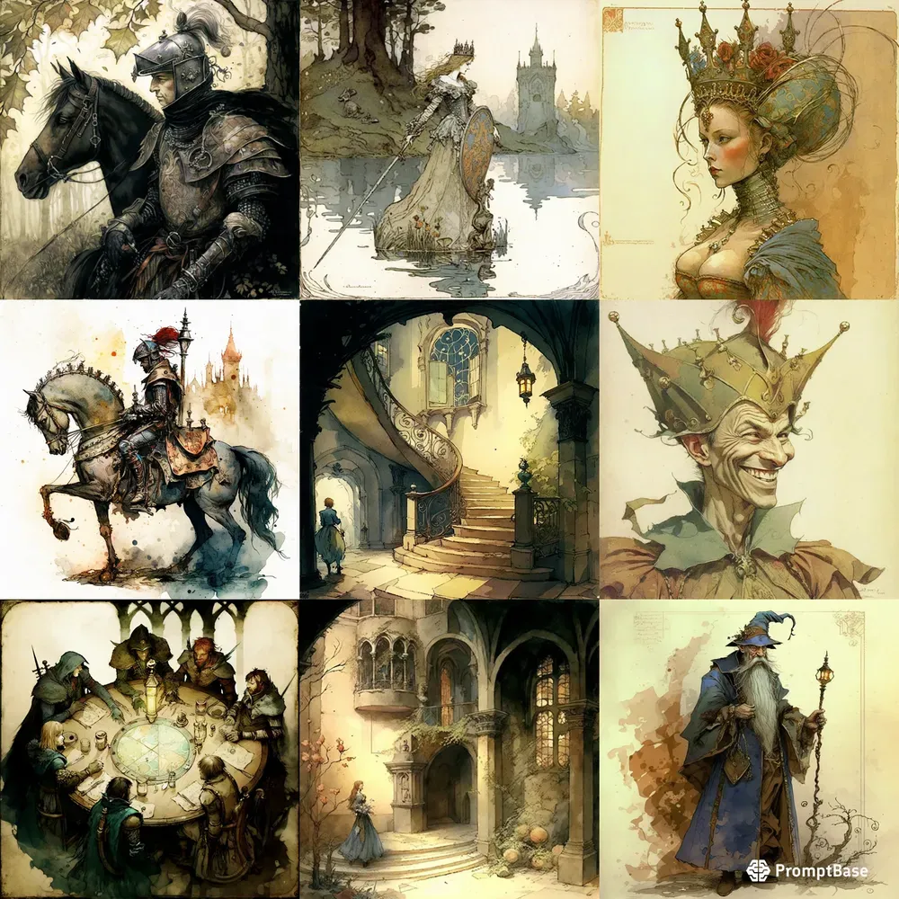 Medieval Fantasy Storybook Illustrations Midjourney Prompt | PromptBase