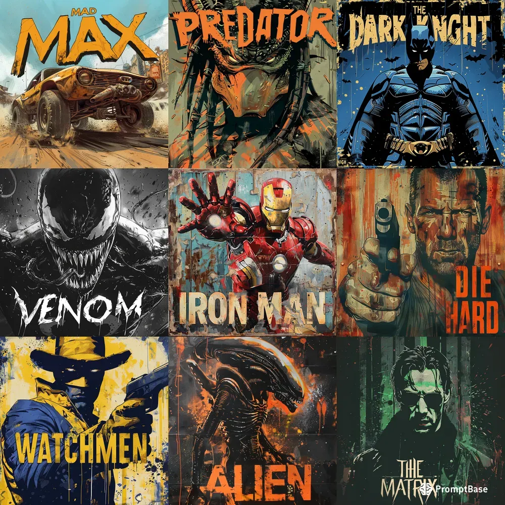 Action Movie Posters In Comic Art Style Midjourney Prompt | PromptBase
