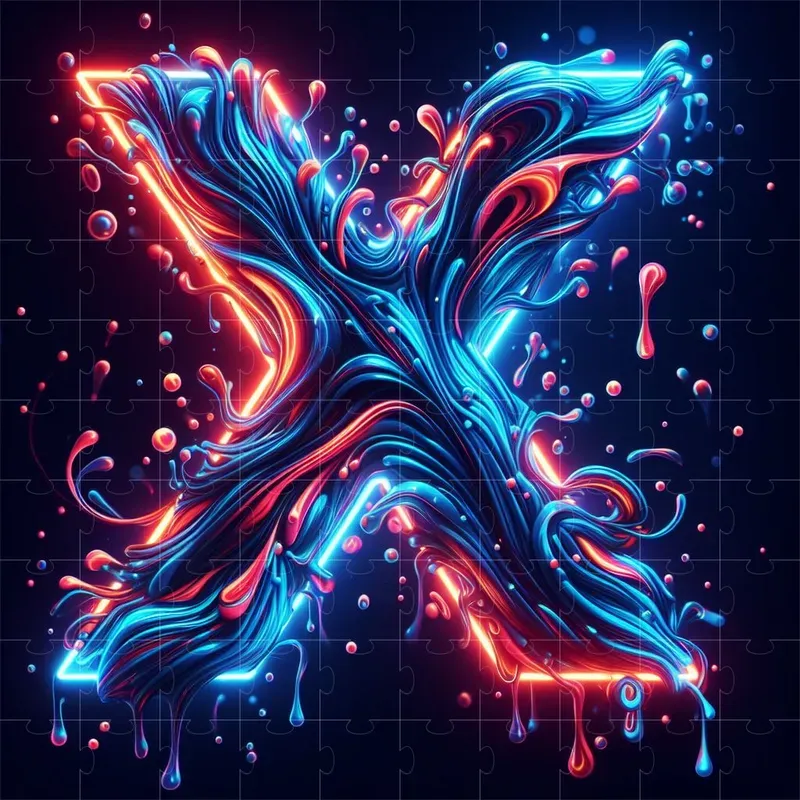 Dynamic Neon Letter Art DALL·E Prompt | PromptBase