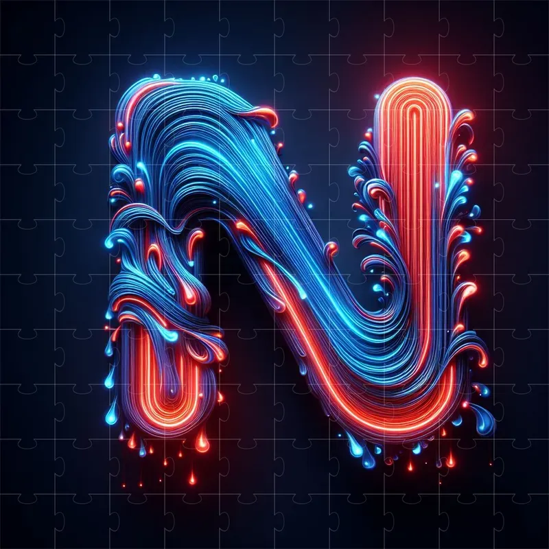 Dynamic Neon Letter Art DALL·E Prompt | PromptBase
