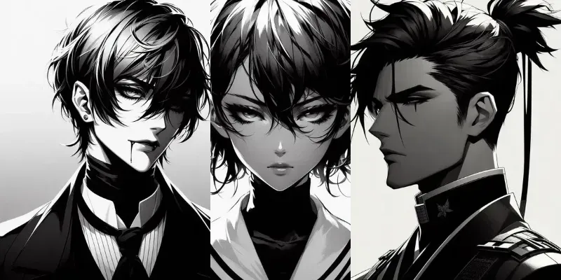 Enigmatic Noir Anime Portraits DALL·E Prompt | PromptBase