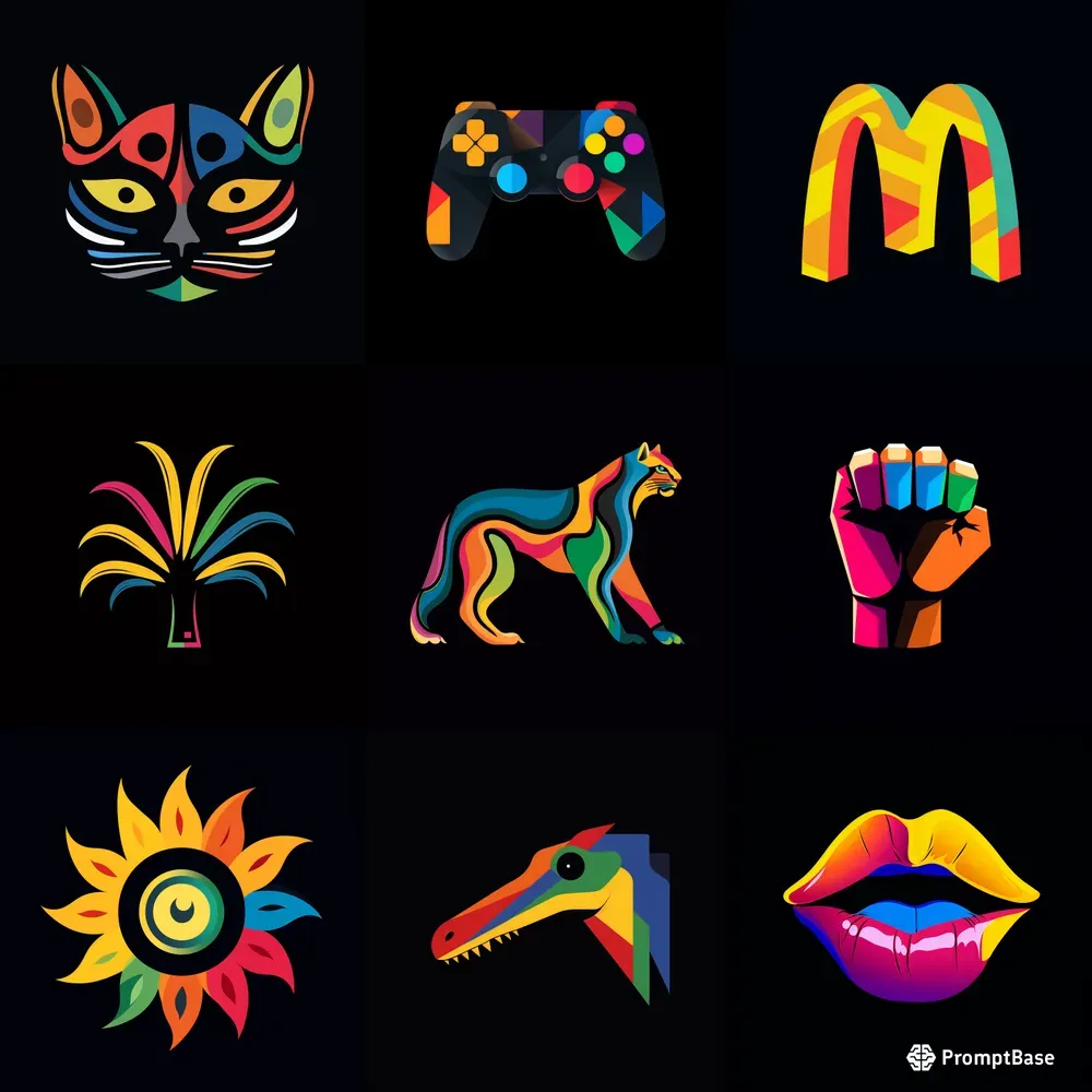 Bright Colored Logos Midjourney Prompt | PromptBase
