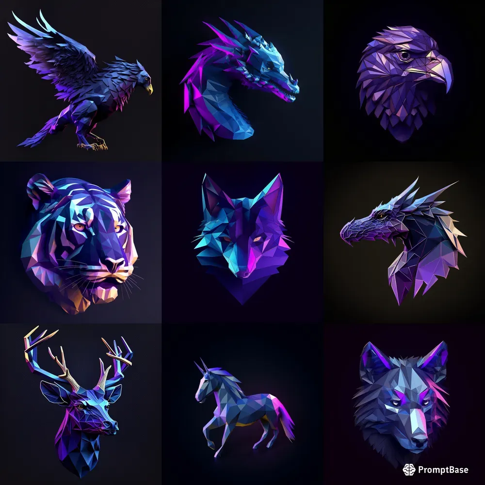 Low Poly Animals Logos Midjourney Prompt | PromptBase