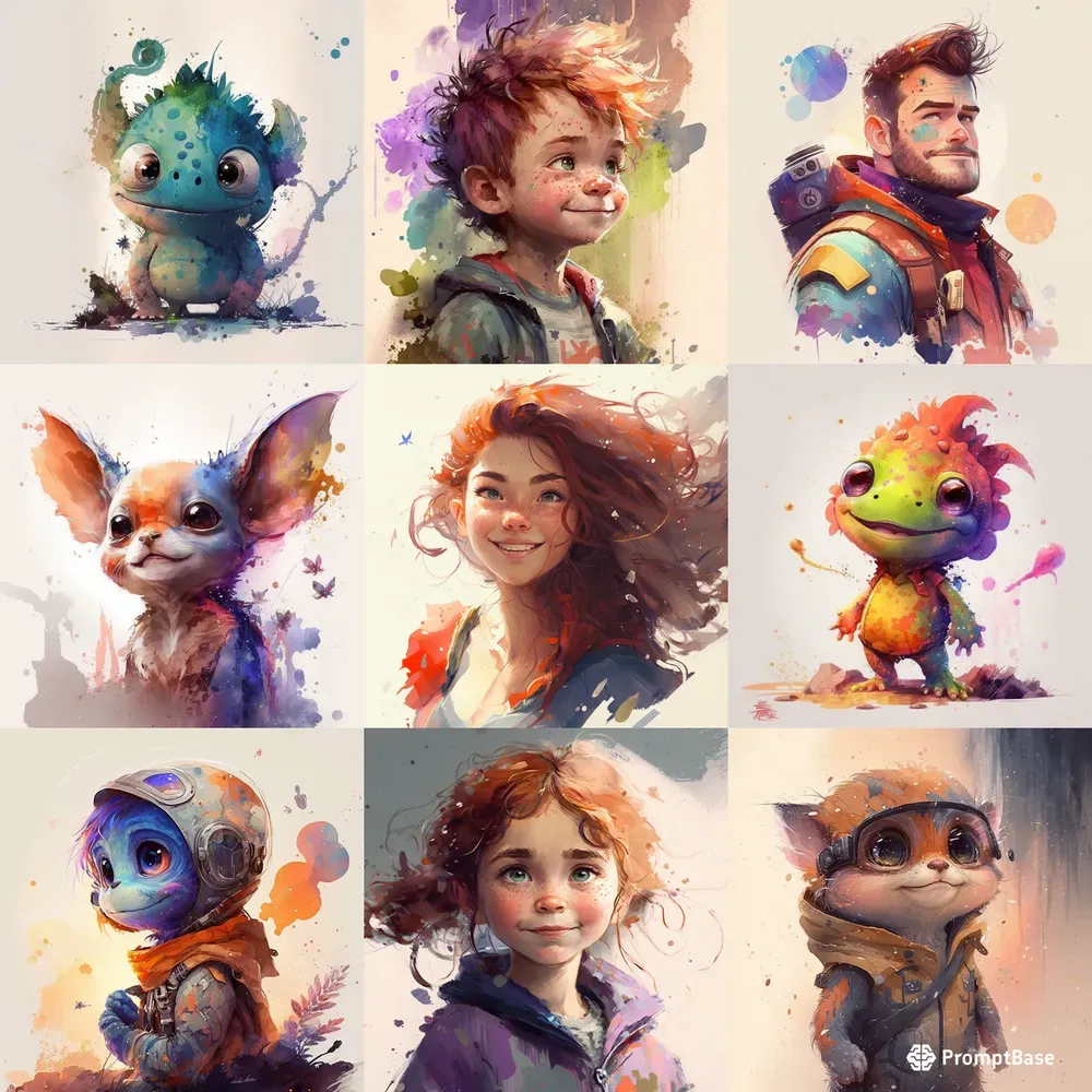 Watercolors In Pixar Style Midjourney Prompt | PromptBase