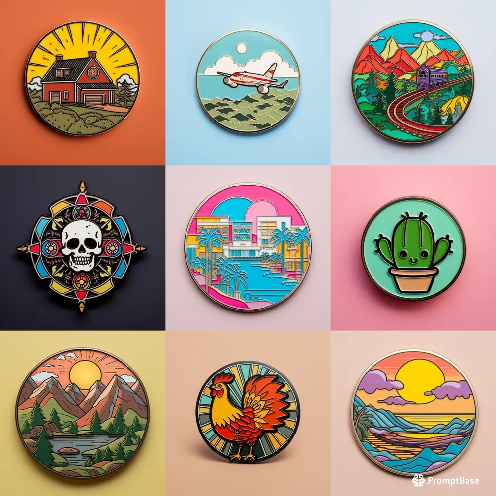 Enamel Pin Designs Midjourney Prompt | PromptBase