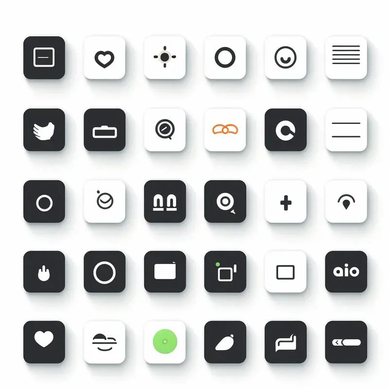 Apps And Ui Common Vectorized Icons Midjourney Prompt | PromptBase