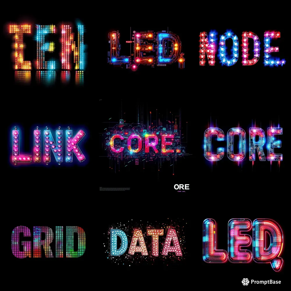 Colorful Led Lights Made Custom Texts Midjourney Prompt | PromptBase