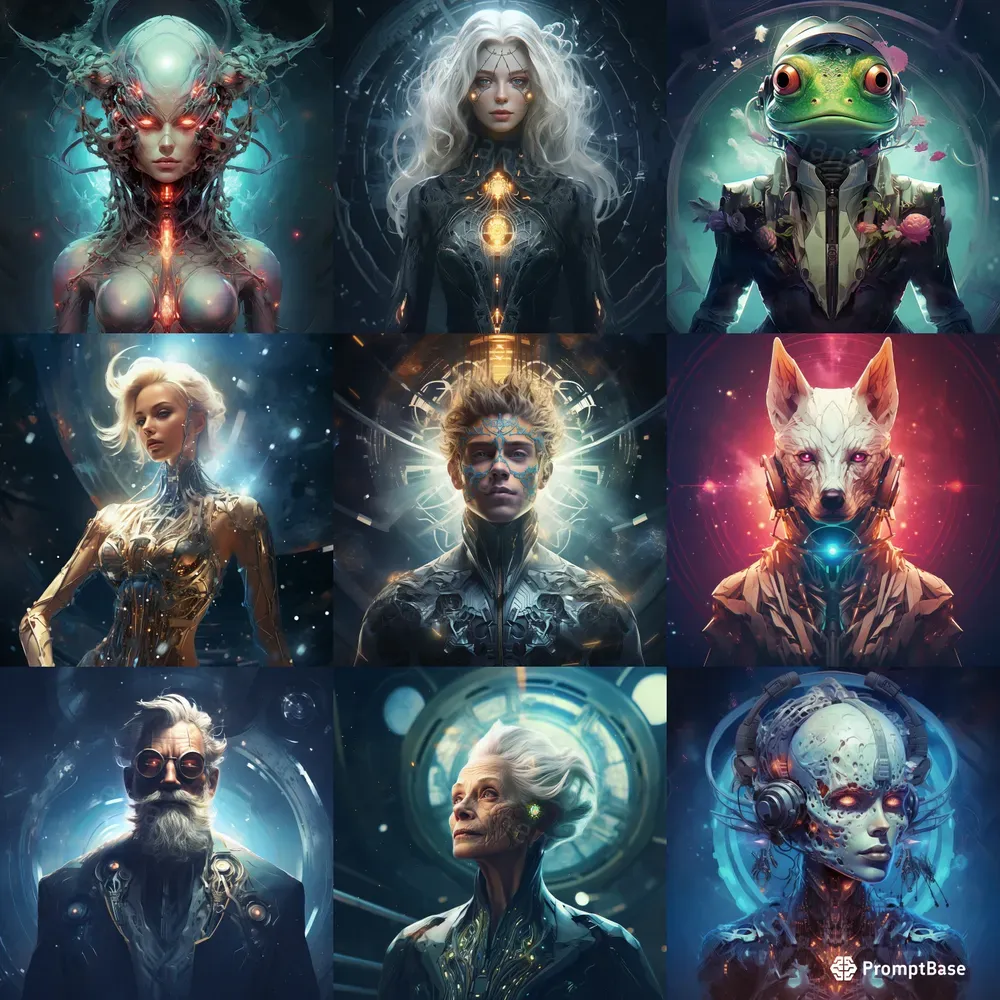 Futuristic Characters In The Cosmos Midjourney Prompt | PromptBase