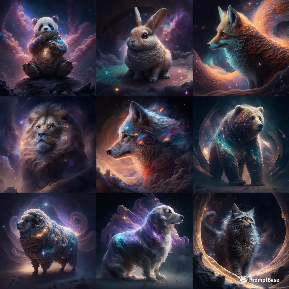 Cosmic Space Animals Midjourney Prompt | PromptBase