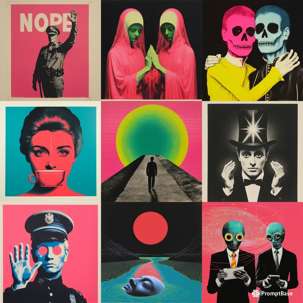 Ultra Weird Neon Print Art Midjourney Prompt | PromptBase
