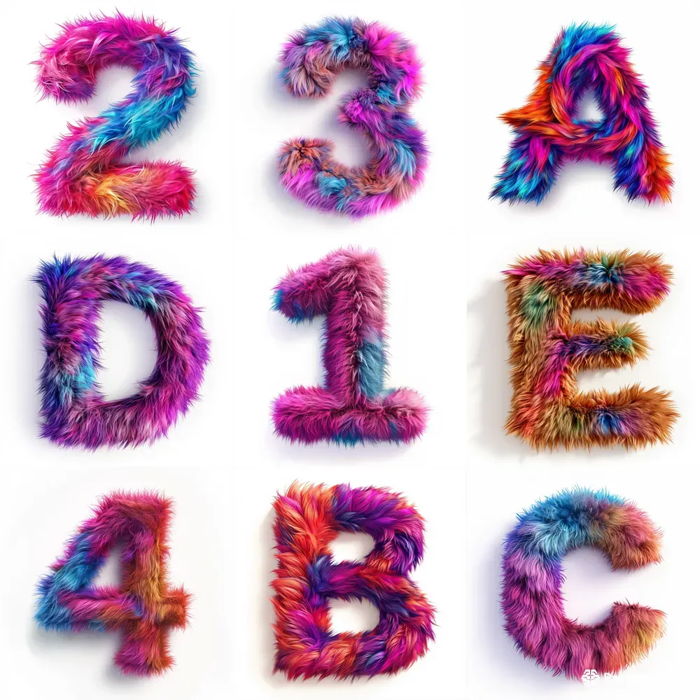 Alphabet Texts Made Of Fur Letters And Nus Midjourney Prompt | PromptBase