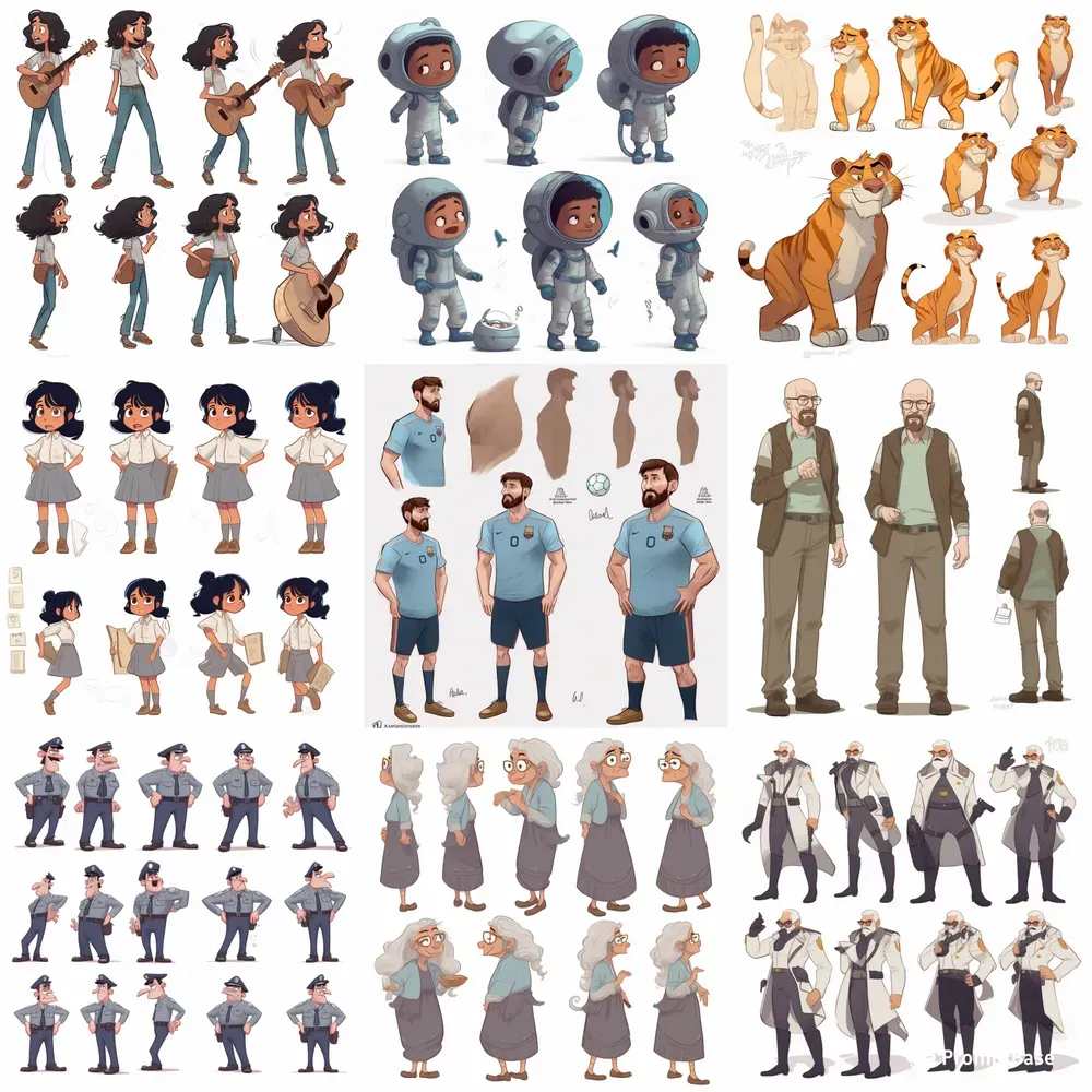 Disney Character Design Sheets Midjourney Prompt | PromptBase